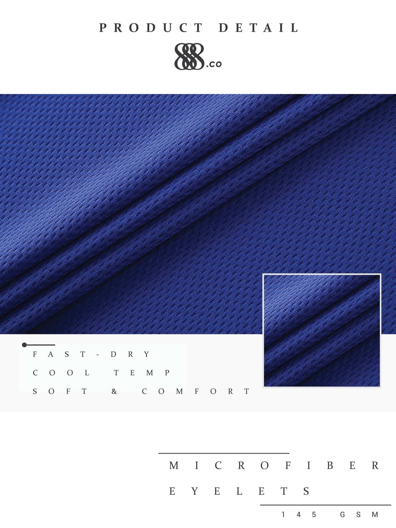 888.CO MICROFIBER EYELET POLO T-SHIRT BLACK